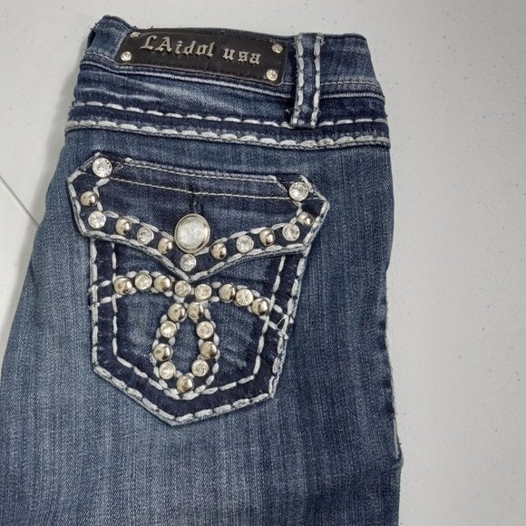 L.A. idol | Jeans | La Idol Usa Rhinestone Bootcut Denim Blue Jeans ...